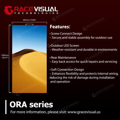 China ORA-2.6 to ORA-4.8: Scalable LED Solutions – 16-Bit Color, IP65 Protection, and 500x1000mm Creative Arc Assembly for sale