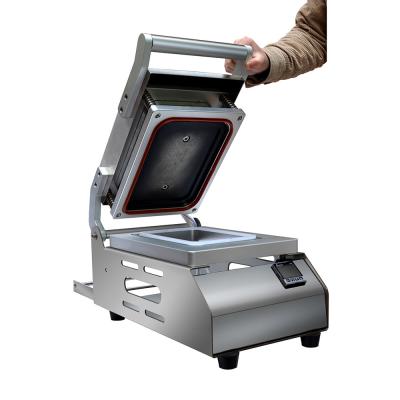 China Automatic Tray Sealer Food Container Sealing Machine 110V 220V Vacuum Packer with Film Cutting for sale