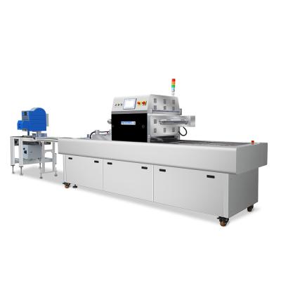 China Automatic Horizontal MAP Tray Sealing Machine 450x300mm Nitrogen Filling Packing Machine for sale