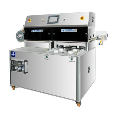 China Vertical Fruit Vegetable MAP Tray Sealing Machine 390x280mm Tray Size 650-800 Boxes/Hour for sale