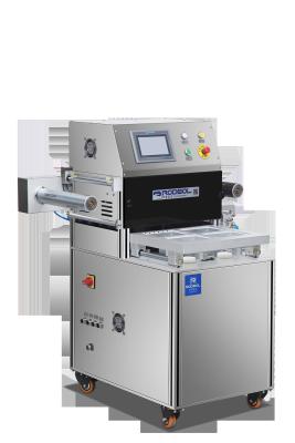 China Semi-Automatic MAP Tray Sealing Machine 450mm Film Width 0.6-0.8MPa for Cooked Food for sale