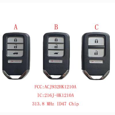 China Original Suitable For Honda 313.8 MHz ID47 Chip FCCID ACJ932HK1210A IC: 216J-HK1210A Smart remote Car Key for sale