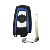 China Excellent 3buttons Auto Car Key Remote Replacement blue shell with Uncut Key Blade For F CAS4 5 Series 7 Series Smart Key for sale