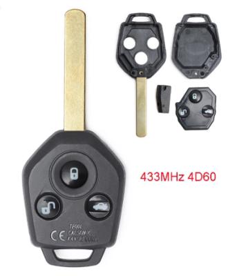 China 433MHz 4D60 Remote Car Key with 3 Buttons for Subaru Outback and Forester 2011-2012 for sale