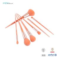 China 7 Piece Travel Makeup Brush Set Plastic Handle Nylon Hair Aluminum Ferrule for sale