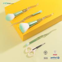 China Plastic Handle Travel Makeup Brush Set 4PCS Synthetic Hair With Eyebrow Scissors for sale