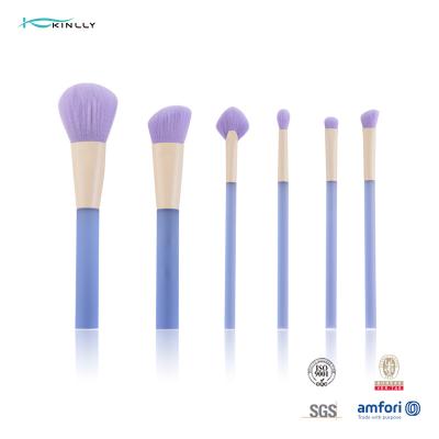 China Easy To Clean 6pcs Makeup Brush Cosmetic Set With Synthetic Hair Clear Plastic Handle for sale