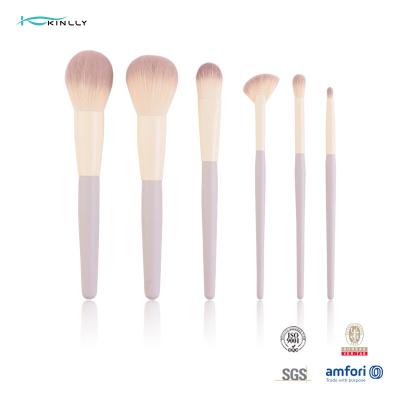China 6PCS Cosmetic Travel Synthetic Hair Makeup Brush Set With Orange Ferrule for sale