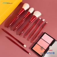 China Aluminium Ferrule Cosmetic Brush Set With Plastic Handle Soft Cruelty Free Beauty for sale