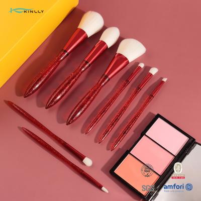 China Aluminium Ferrule Cosmetic Brush Set With Plastic Handle Soft Cruelty Free Beauty for sale