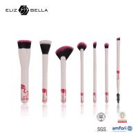 China 3D Printing Wooden Handle Makeup Brushes 7pcs Two Tones Synthetic Hair OEM for sale