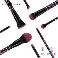 China 8pcs Synthetic Hair Makeup Brushes Rolling Printing Plastic Handle Aluminium Ferrule for sale