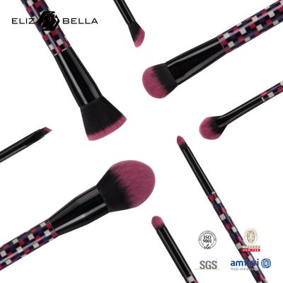 China 8pcs Synthetic Hair Makeup Brushes Rolling Printing Plastic Handle Aluminium Ferrule for sale