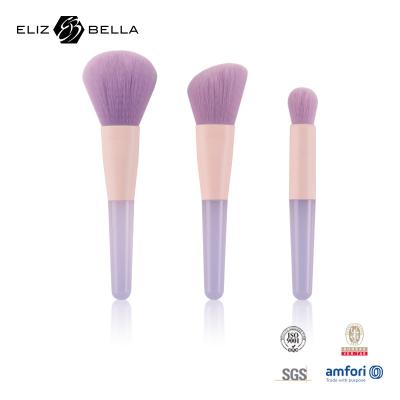 China 3pcs Travel  Makeup Brush Set Transparent Plastic Handle Aluminum Ferrule for sale