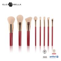 China 8pcs Red Plastic Handle Makeup Brush Rose Gold Ferrule 100% Syntheitc Hair OEM for sale