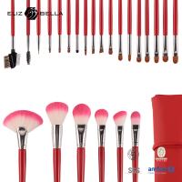 China 24Pcs Makeup Brush Set Aluminium Ferrule Wooden Handle Private Label for sale