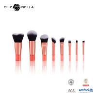 China Flower Luxury Mini Travel Cosmetic Brush Set Synthetic Bristles With Plastic Handle for sale