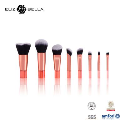 China Flower Luxury Mini Travel Cosmetic Brush Set Synthetic Bristles With Plastic Handle for sale