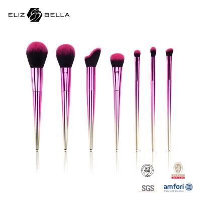 China Gradient Plastic Handle 7pcs Cosmetic Brush Set Mixable Blusher Eye for sale