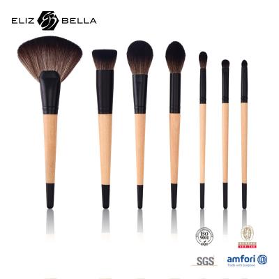 China 7 Piece Synthetic Hair Makeup Brush Wooden Handle Cosmetic Brush BSCI Certified for sale