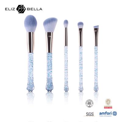 China 5pcs Transparent Plastic Handle Cosmetic Brush Set Customized Packag for sale