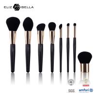 China Classic Black Synthetic Hair Makeup Brush Kabuki Golden Aluminium Ferrule Eco Friendly for sale