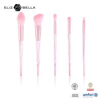 China 5pcs Pink Ferrule Plastic Makeup Brushes Synthetic Hair Vegan Personalized Custom Logo for sale