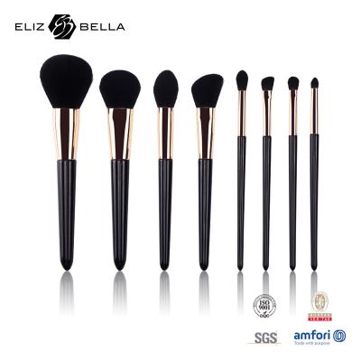 China Classic Black Synthetic Hair Makeup Brush Golden Aluminium Ferrule Easy To Clean for sale