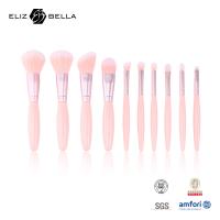 China Ergonomic 10pcs Mini Travel Makeup Brush Set Plastic Handle for sale