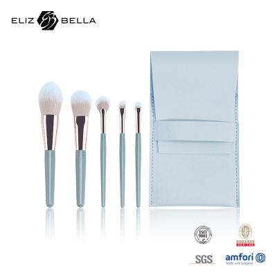 China 5pcs Mini Makeup Brush Gift Set Plastic Handle Cosmetic Case With Nylon Hair for sale
