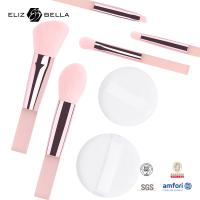 China Synthetic Hair Pink Makeup Brushes Travel Makeup Brush Kits With Clear PVC Packaging Box for sale