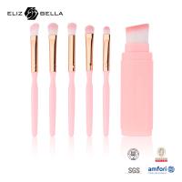 China Retractable Synthetic Hair Makeup Brushes Plastic Handle With Gold Aluminium Ferrule OEM for sale