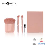 China 4pcs Mini Brush Set With Mirror , Eyelash Eyeshadow Cosmetic Brush With Plastic Box for sale