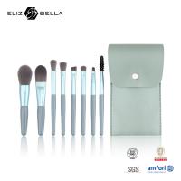 China 8-piece Makeup Brushes With Cosmetic Pouch Plastic Handle and Aluminium Ferrule OEM for sale