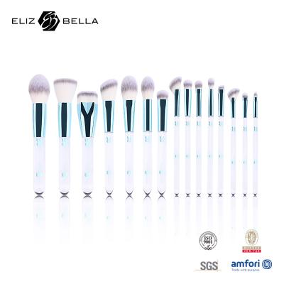 China Customizable Travel Makeup Brush Set With Clear Plastic Handle And Aluminium Ferrule PVC Packaging Boxes for sale