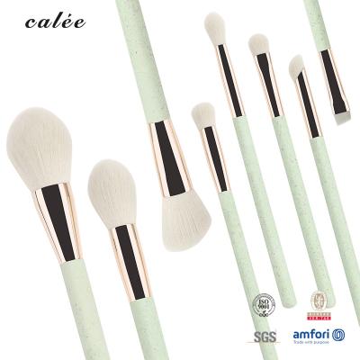 China 8pcs Plastic Handle Travel Makeup Brush Set Synthetic Hair And Aluminium Ferrule With PVC Package Box for sale