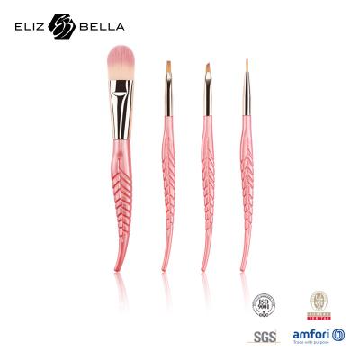 China 4pcs Travel Makeup Brushes With 100% Synthetic Hair And Plastic Handle With Special Tail Handle for sale