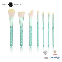 China 7pcs Plastic Handle Professional Makeup Brushes With White Synthetic Hair Aluminium Ferrule for sale