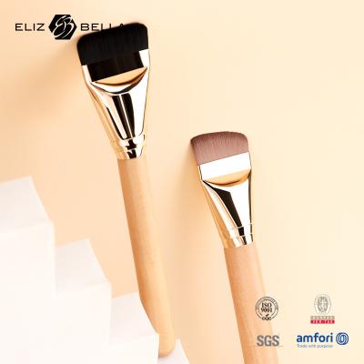 China Customizable Synthetic Hair Makeup Brushes With Wooden Handle And Shiny Gold Ferrule for sale