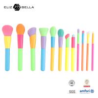 China 12pcs Colorful Plastic Handle And Aluminium Ferrule Beauty Cosmetic Brush Set Sample for sale