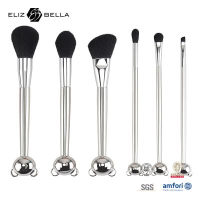 China Cat Shape Plastic Handle Design Makeup Tools With 100% Synthetic Hair Shiny Aluminium Ferrule for sale