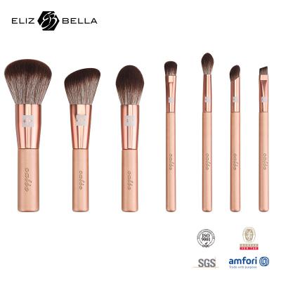 China 7pcs Customizable Travel Makeup Brush Set with Plastic Handle and Synthetic Hair for sale