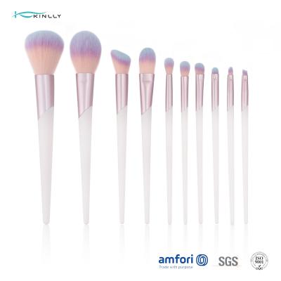 China Beveling Aluminium Ferrule Plastic Makeup Brushes for sale