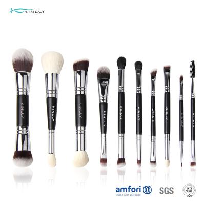 China Double Side 10pcs Cooper Ferrule Women'S Makeup Brush Set for sale