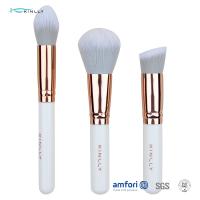 China Soft 3pcs Aluminium Ferrule White Makeup Brush Set for sale