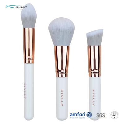 China Soft 3pcs Aluminium Ferrule White Makeup Brush Set for sale