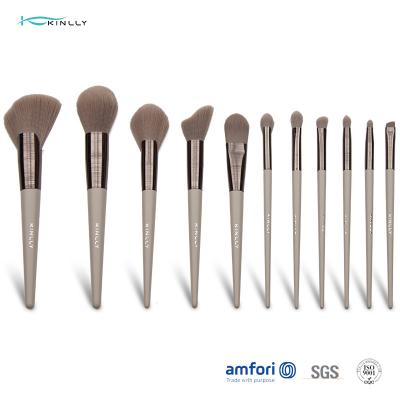 China 150g 12pcs Aluminum Ferrule Cosmetic Makeup Brush Set for sale