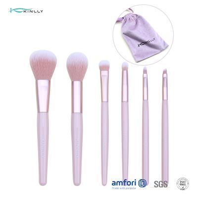 China 6PCS Aluminum Ferrule Pink Handle Makeup Brushes for sale