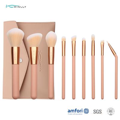 China 9pcs Plastic Handle Orange Makeup Brush Set With Poly Bag for sale