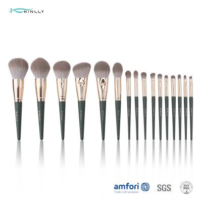 China OEM 16 Pieces Cosmetic Rose Gold Makeup Brushes With Vegan Hair for sale